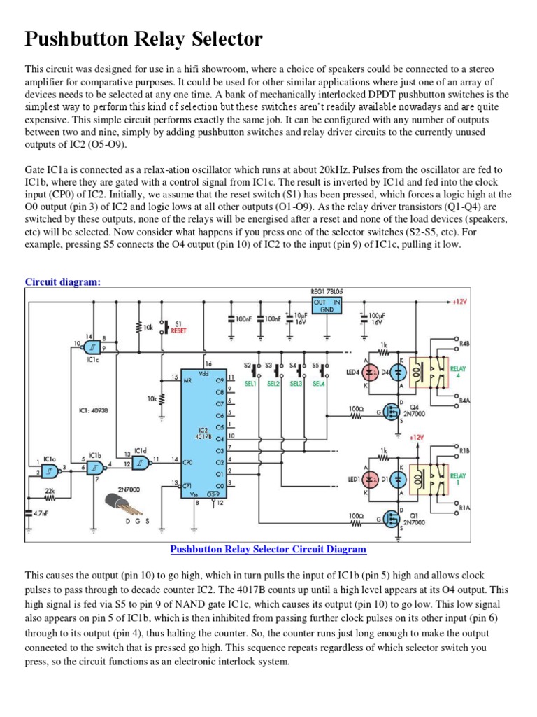 Pushbutton Relay Selector Pdf Relay Switch