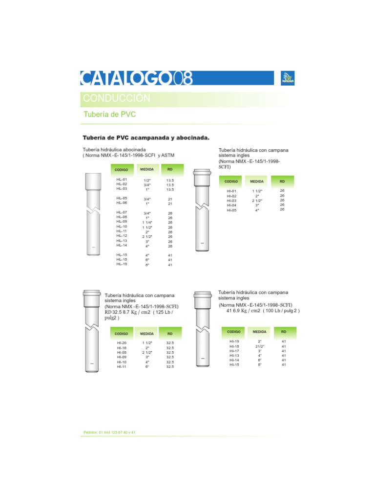 Catalogo de Tuberia PVC | PDF | Materiales de construcción ...