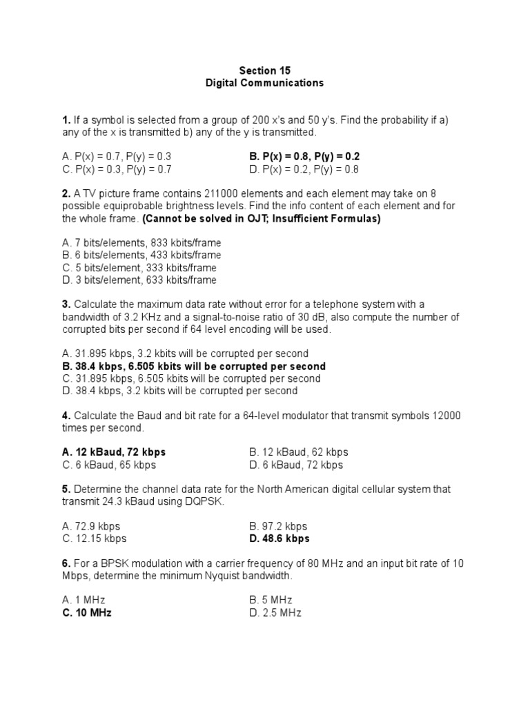 Digital Communications Section 15 | PDF | Bit Rate | Modulation
