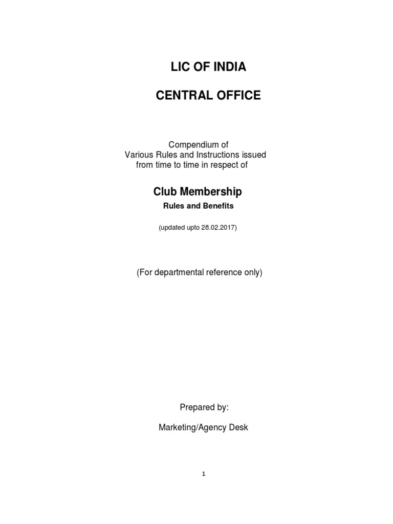 Club Membership Rules and Benefits (Updated Upto 28.02.2017) | PDF ...