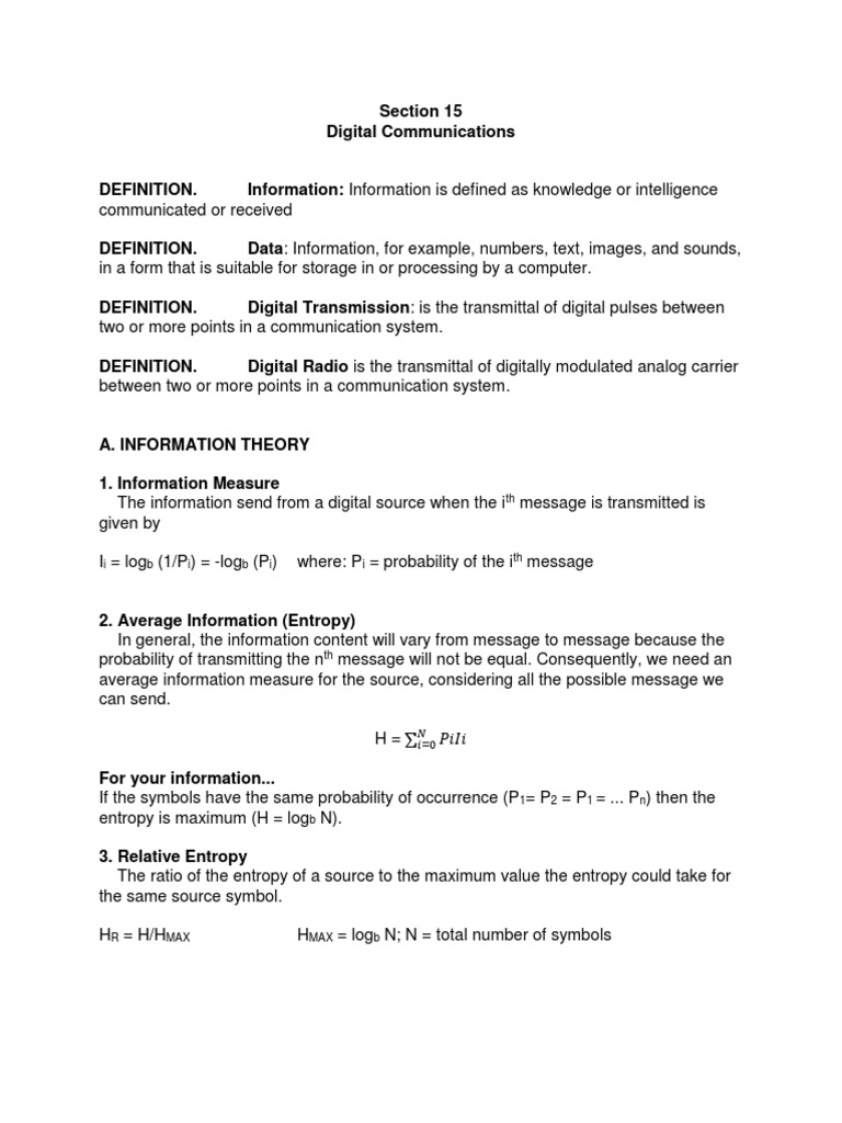 Section 15 - Digital Communications | PDF | Modulation | Error Detection And Correction