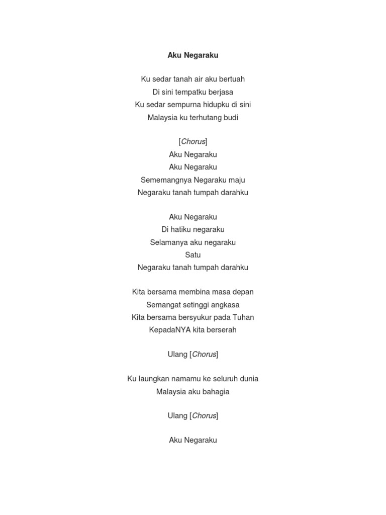 Lirik Lagu Aku Negaraku | PDF