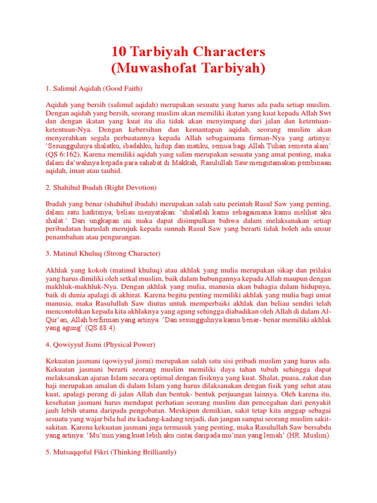 10 Tarbiyah Characters | PDF