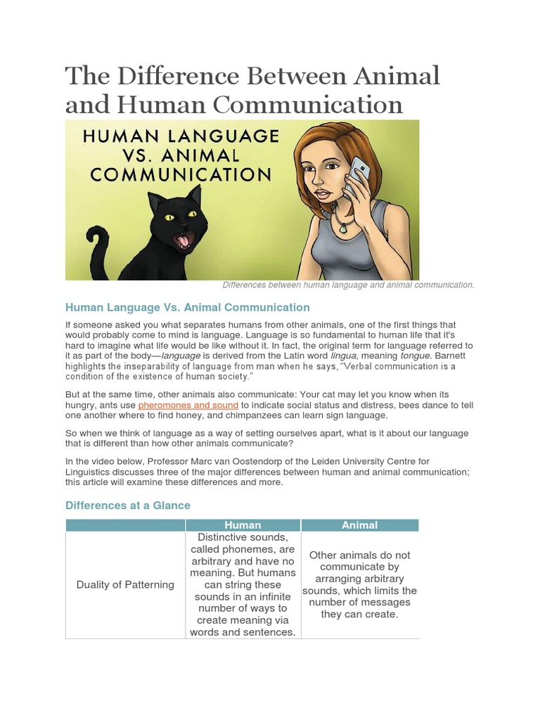 Animal Vs Human Language | PDF | Dogs | Communication