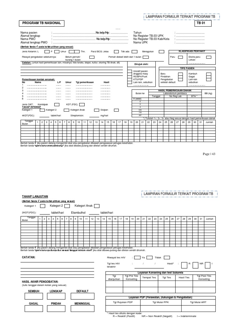 Kartu Pengobatan Pasien Tb Print