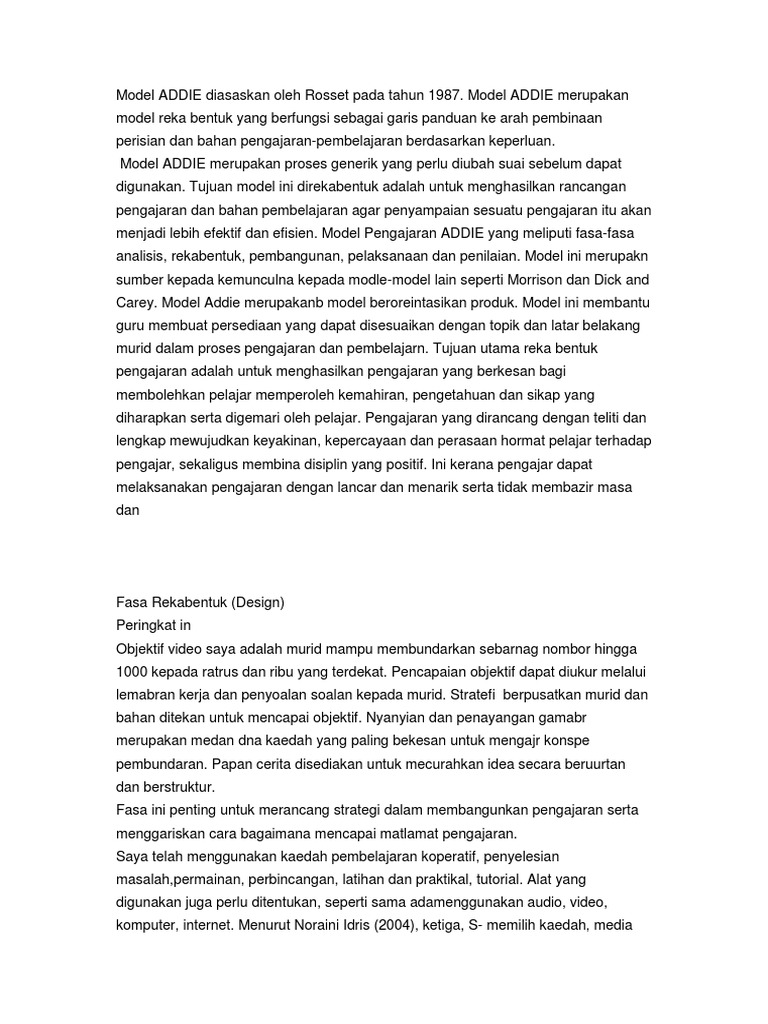 Sejarah dan Konsep Model ADDIE | PDF