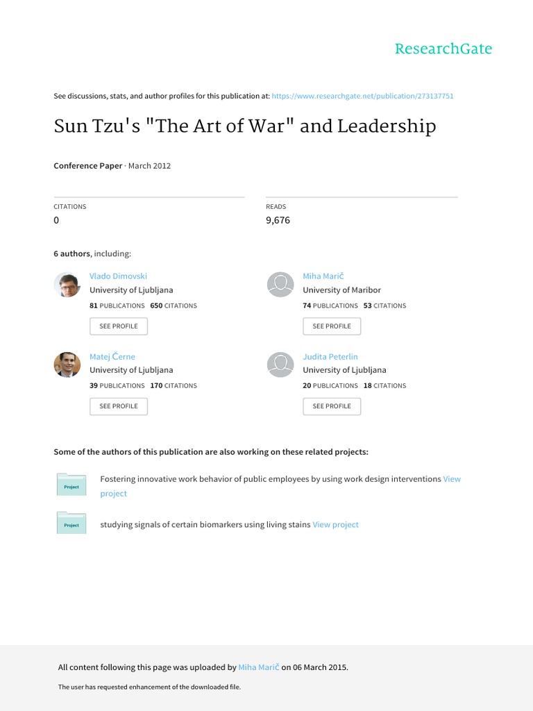 Sun Tzu S The Art Of War And Leadership Pdf Download Free Pdf The