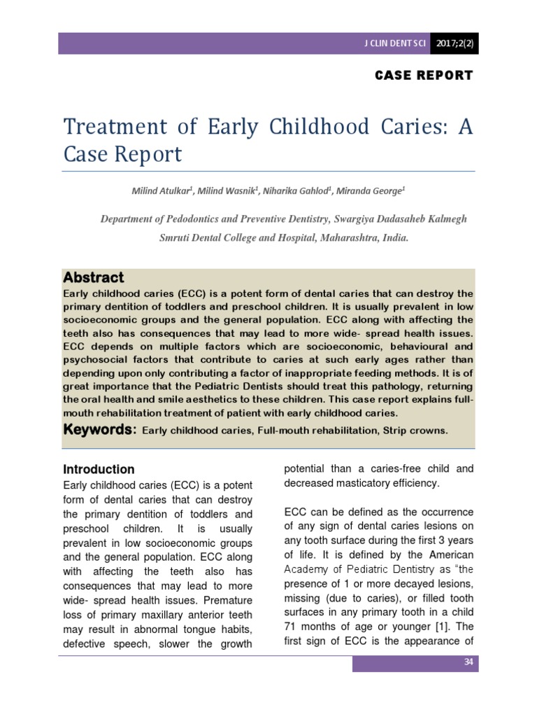 Treatment of Early Childhood Caries A Case Report 2 1 | PDF | Dentistry ...
