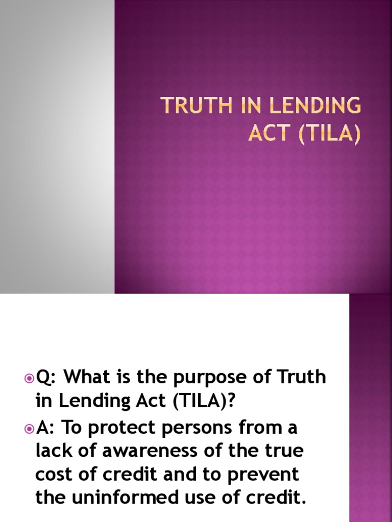 Tila | PDF | Truth In Lending Act | Credit (Finance)