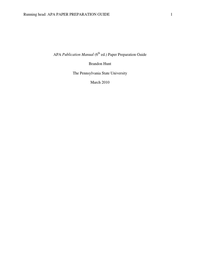 Running Head: Apa Paper Preparation Guide 1 | Download Free PDF | Apa ...