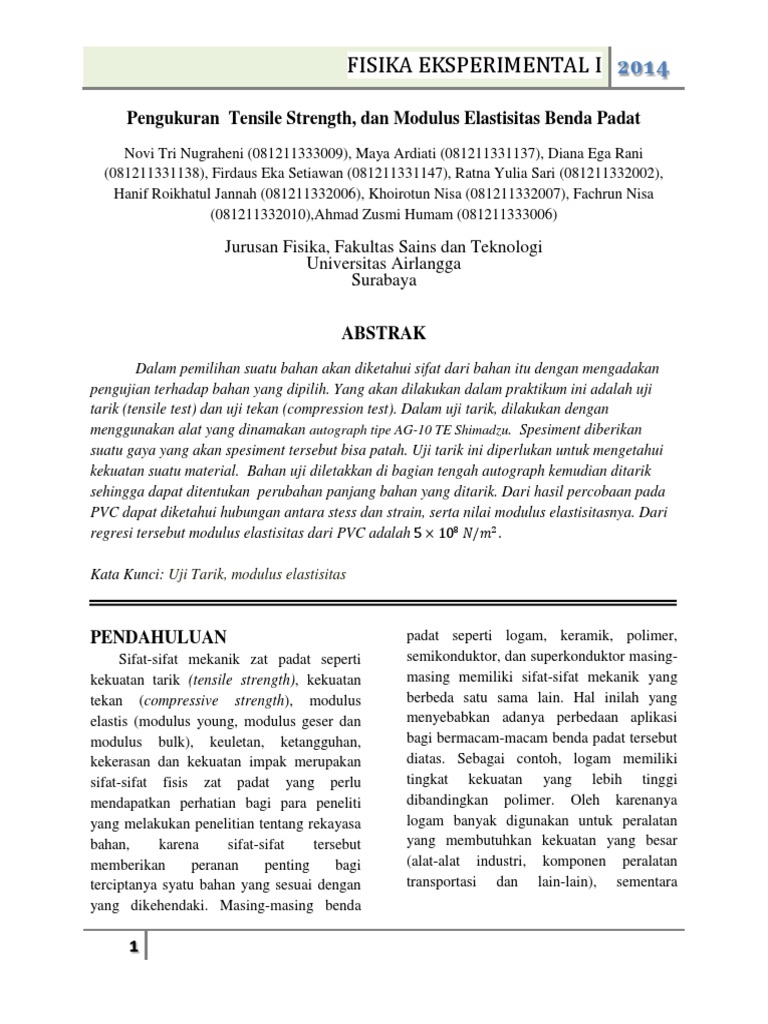 Modulus Elastisitas PVC | PDF