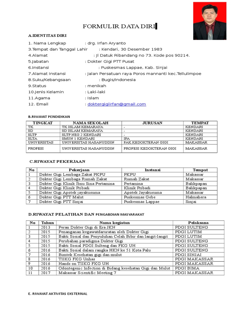 Formulir Data Diri | PDF