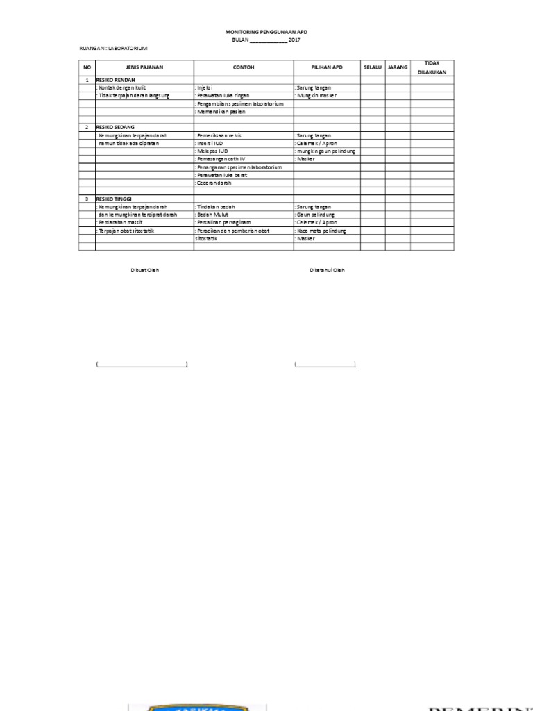 Form Monitoring Penggunaan Apd | PDF