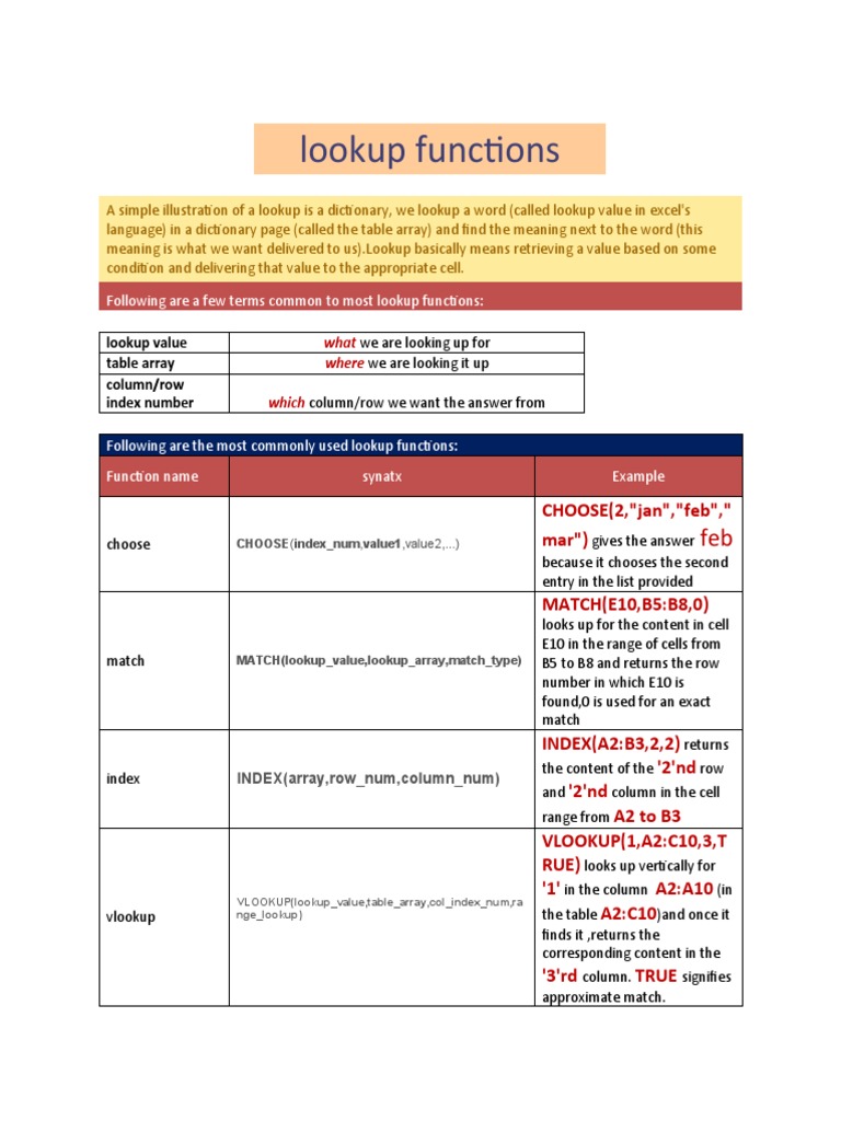 Excel Lookup Functions Explained | PDF | Data | Utility Software