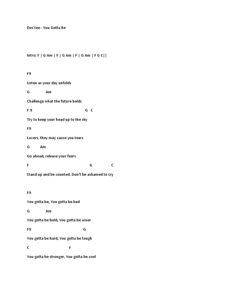 Des'Ree - You Gotta Be | PDF | Songs Written | Number One Singles