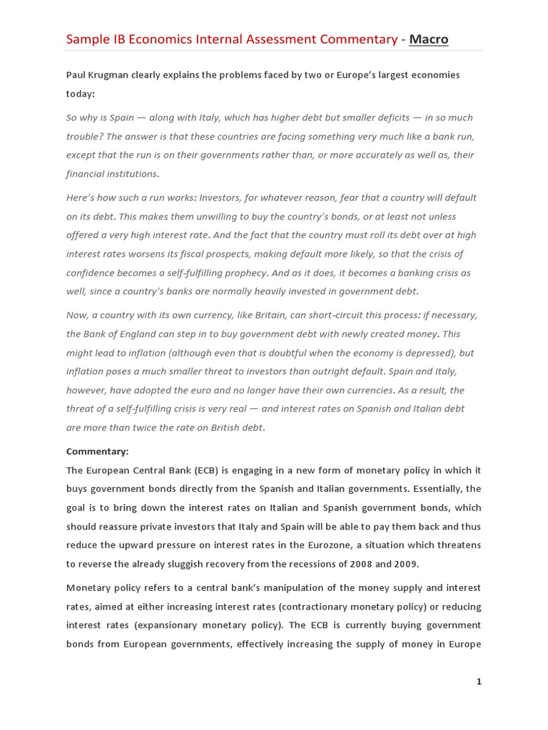 Sample IB Economics Internal Assessment Commentary - Macro | PDF ...