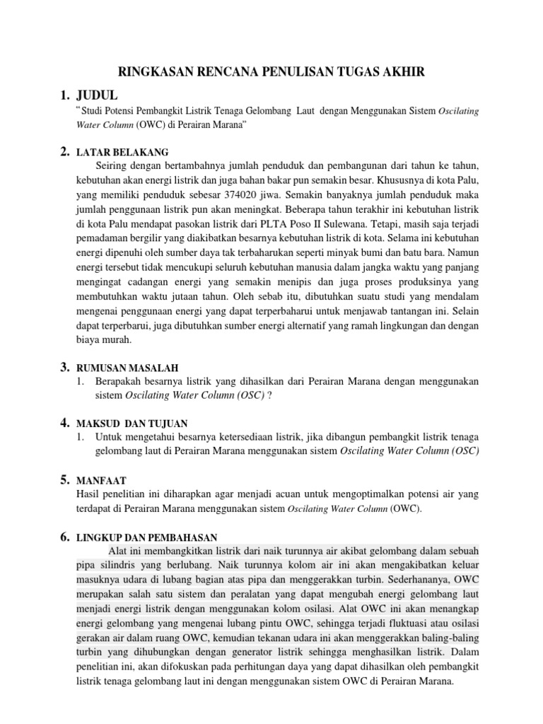 Ringkasan Rencana Penulisan Tugas Akhir | PDF