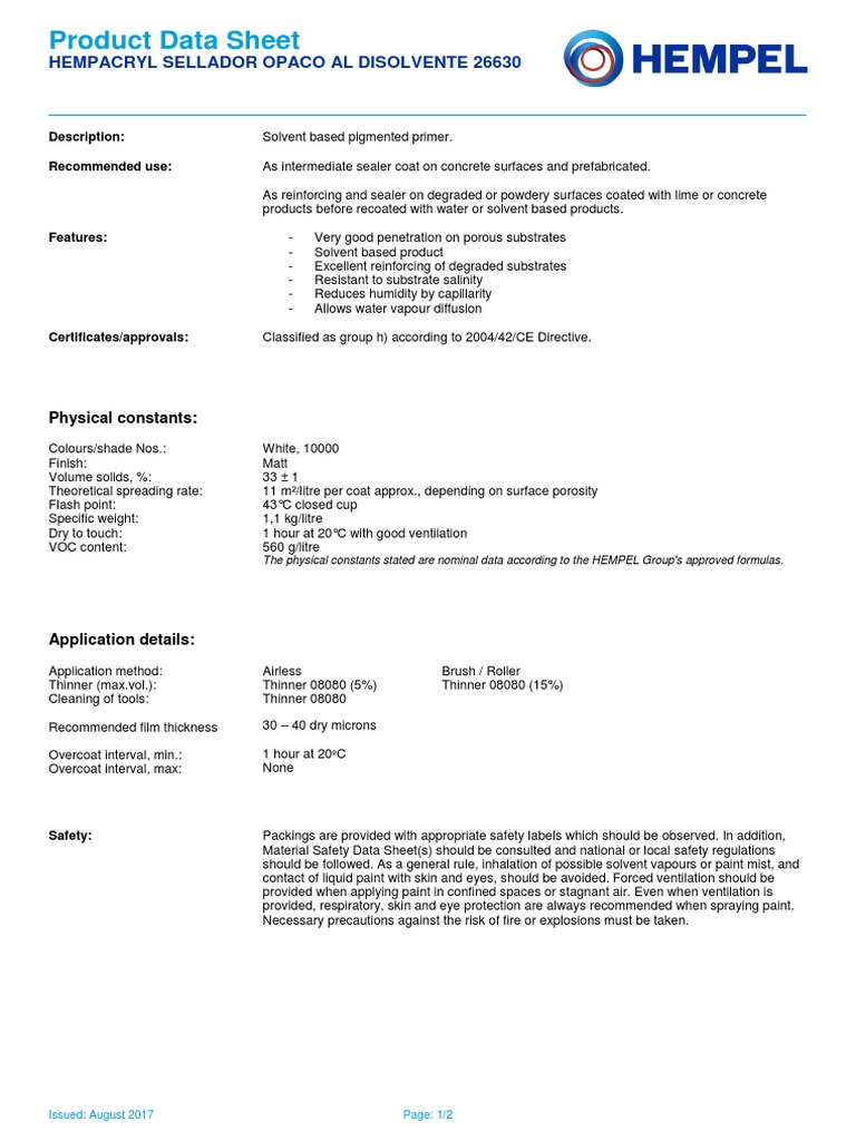 Solvent Primer Data Sheet | PDF | Paint | Materials