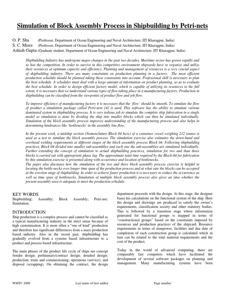 Simulation of Block Assembly Process in Shipbuilding | PDF | Production ...
