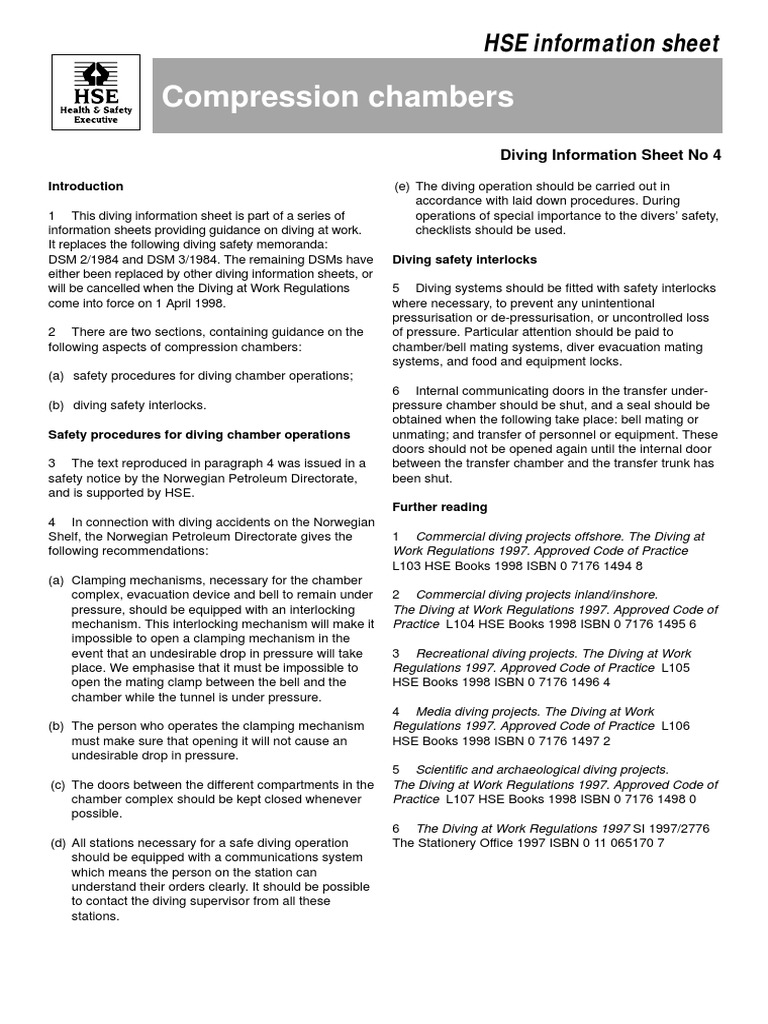 DIVE Compression Chambers | PDF | Underwater Diving | Underwater Work