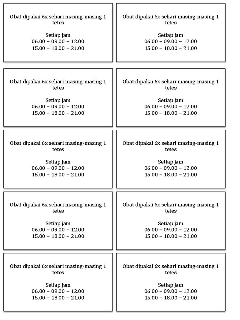 Dosing Schedule for Medication Taken Six Times Daily in One Drop ...