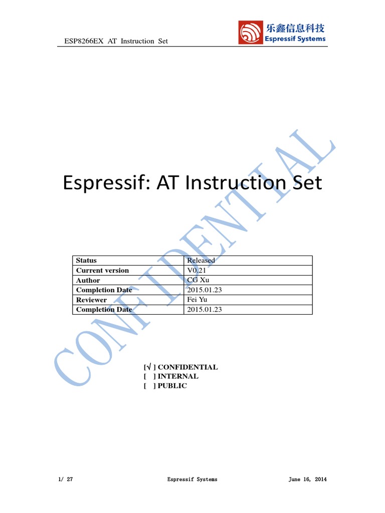 At Espressif Instruction Set V0 21 Pdf Port Computer Networking Transmission Control