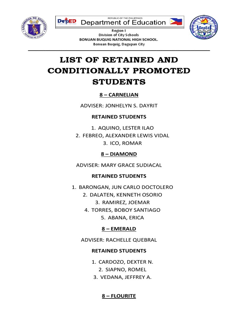 Retained and Conditionally Promoted Students | PDF