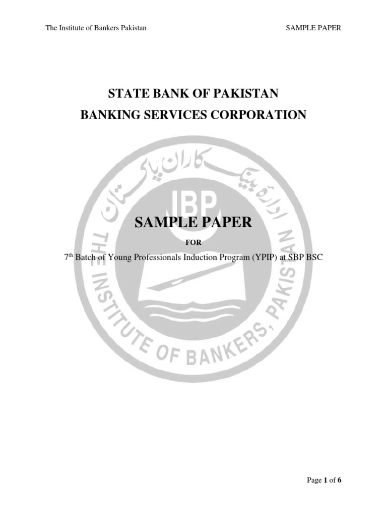 SBP BSC YPIP 7th Batch Sample Paper | PDF | Biometrics | Authentication