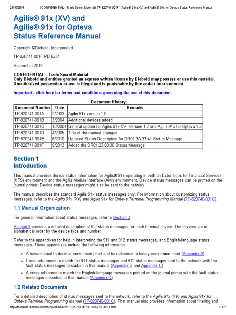 Opteva Status Reference Manual (Mas Completo) | PDF | Automated Teller ...
