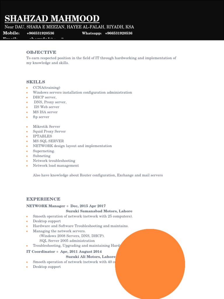 CV Shahzad 1981 Updated | PDF | Windows Server 2003 | Server (Computing)