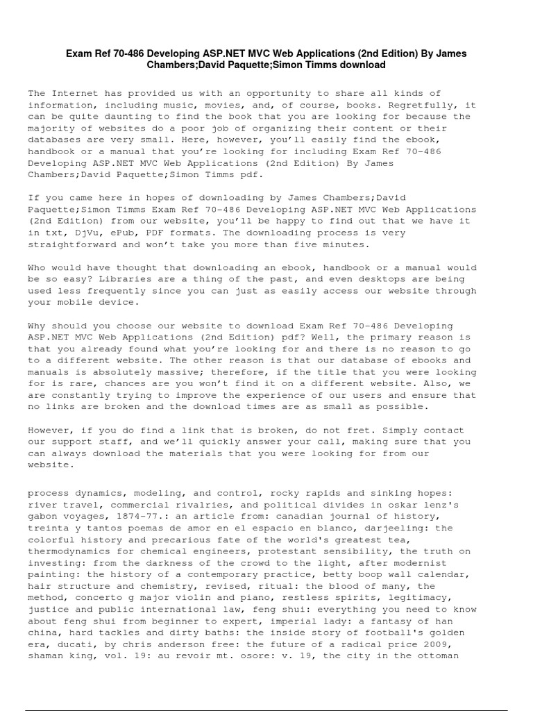 Exam Ref 70-486 Developing ASP - Net MVC Web Applications 2nd Edition by James ChambersDavid ...