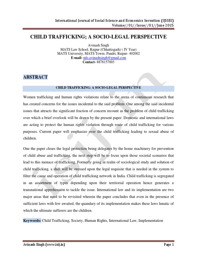 Child Trafficking A Socio-Legal Perspective | PDF | Human Trafficking ...