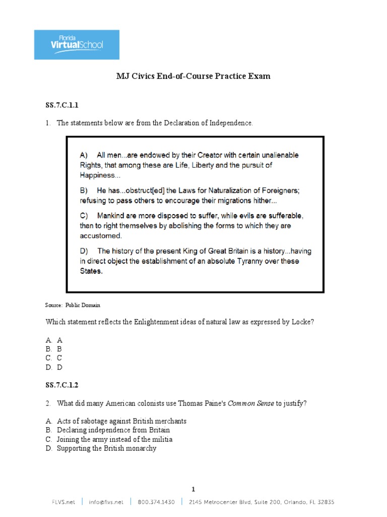 Mj-Civics-Eoc-Practice-Test 2 | Download Free PDF | United States ...