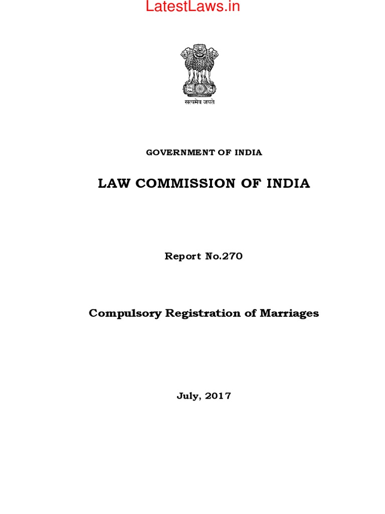 Law Commission Report No. 270 - Compulsory Registration of Marriages ...