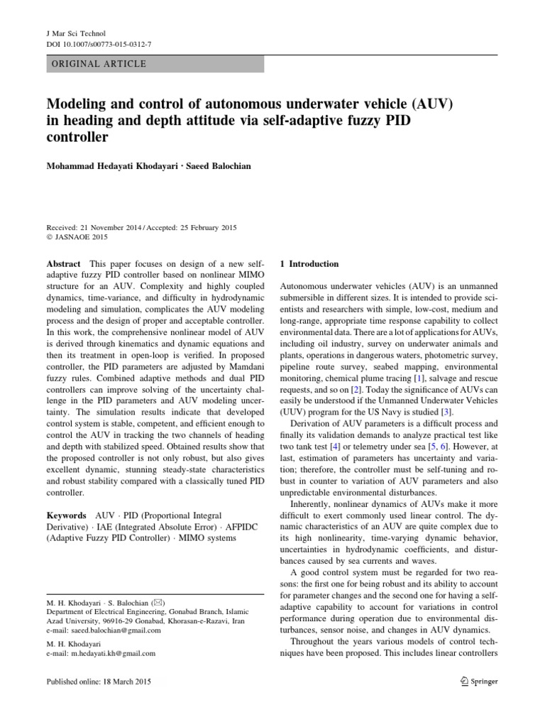 Auv Pid | PDF | Control Theory | Systems Theory