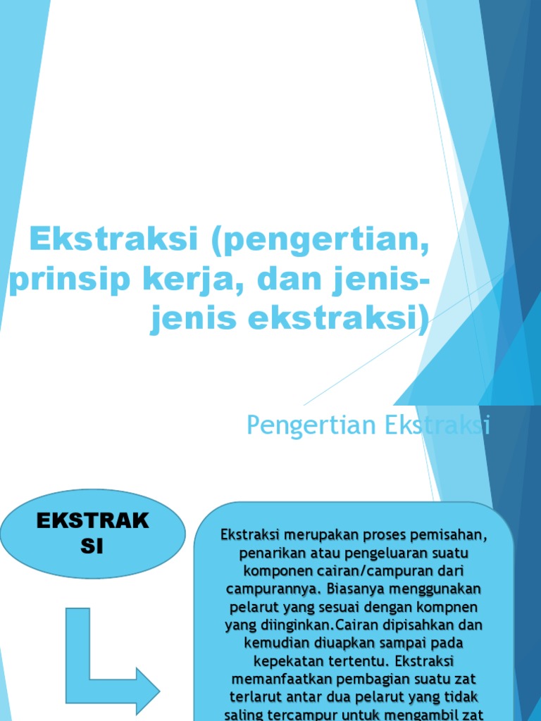 Ekstraksi Pengertian Prinsip Kerja Dan Jenis Jenisnya | PDF