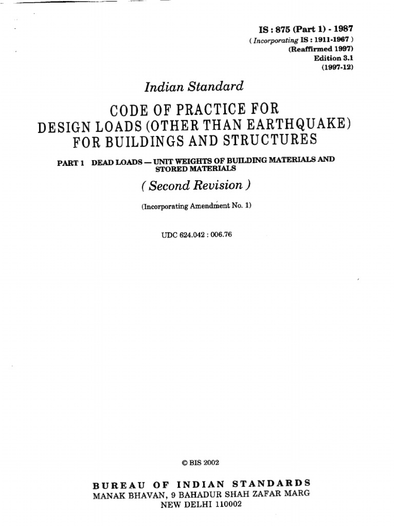 IS 875 Part 1-1987 | PDF