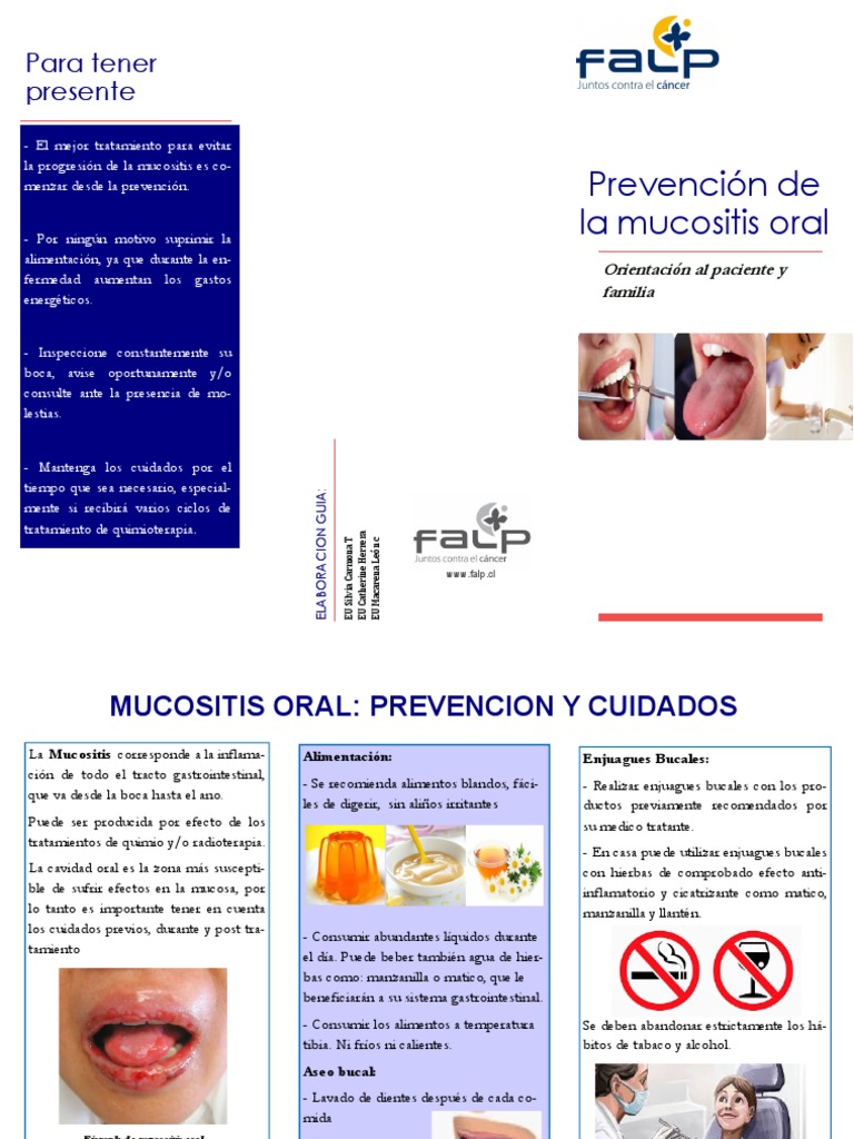 Guía para el cuidado de la mucositis oral: prevención, tratamiento y orientación al paciente ...