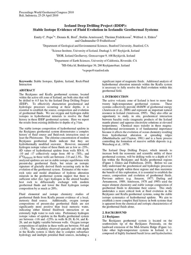 Iceland Deep Drilling Project (IDDP) : Stable Isotope Evidence of Fluid ...