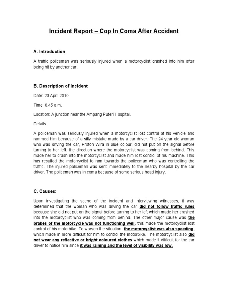 BI Incident Report | PDF | Motorcycle | Road Safety