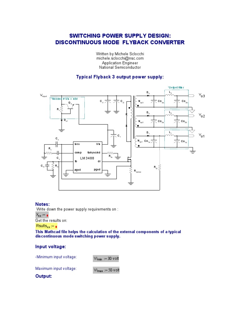LM3488 Flyback-Mathcad Example | PDF | Business