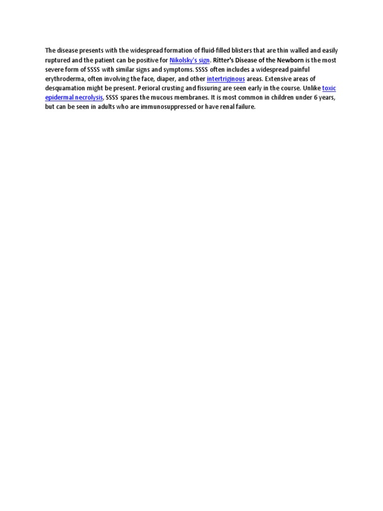 Nikolsky's Sign Intertriginous Toxic Epidermal Necrolysis | PDF