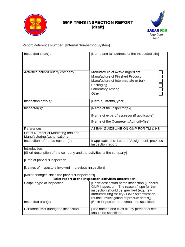 Annex 1 - Preparation of GMP Report - ASPECT Final | PDF | Business ...