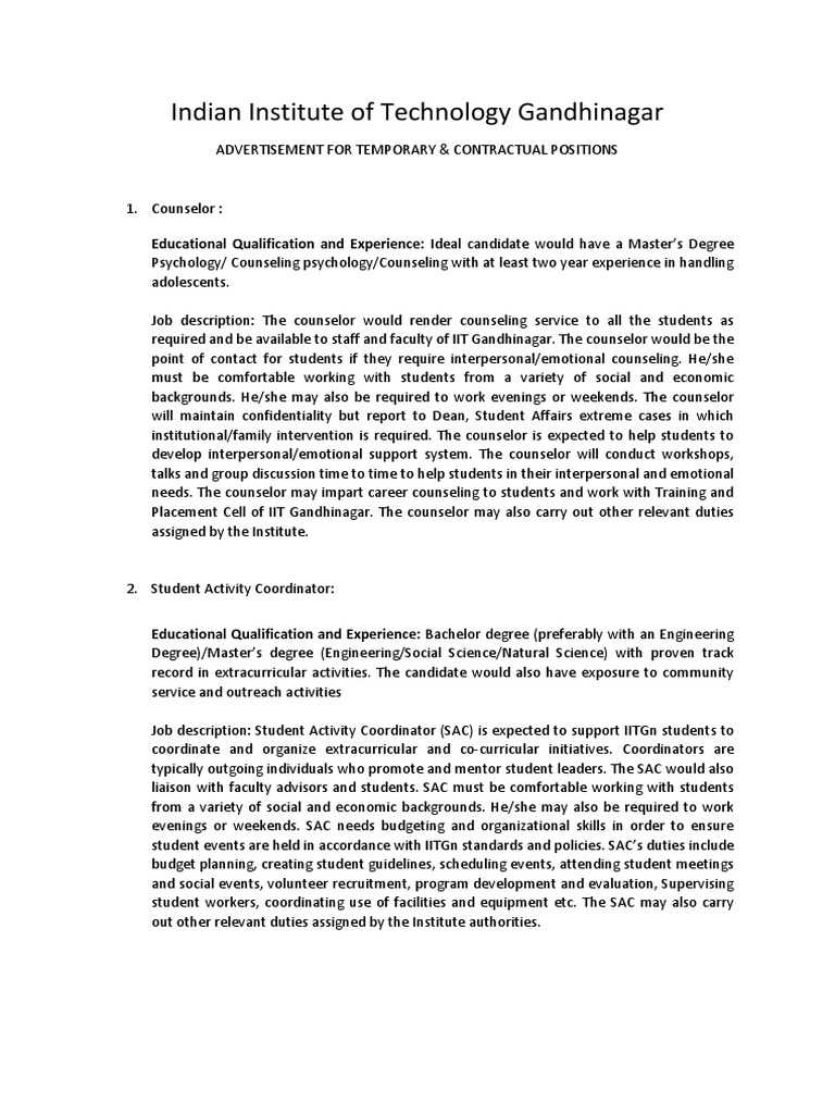 Advt Student Affairs 04 2016 | PDF | School Counselor | Academia