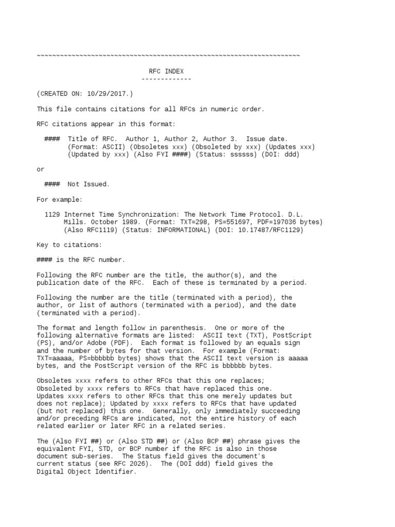 RFC Index | PDF | Internet Standards | Networks
