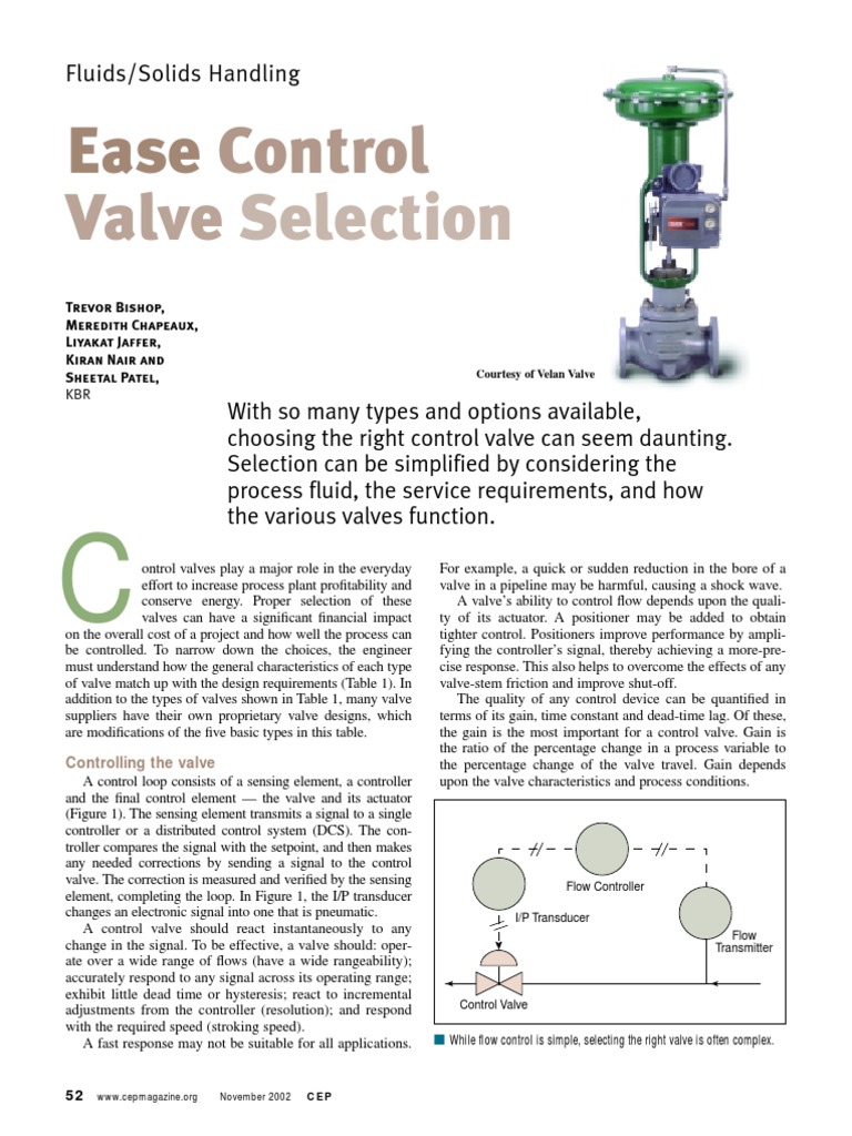 Control Valve Selection and Maintenance | PDF | Valve | Fluid Dynamics
