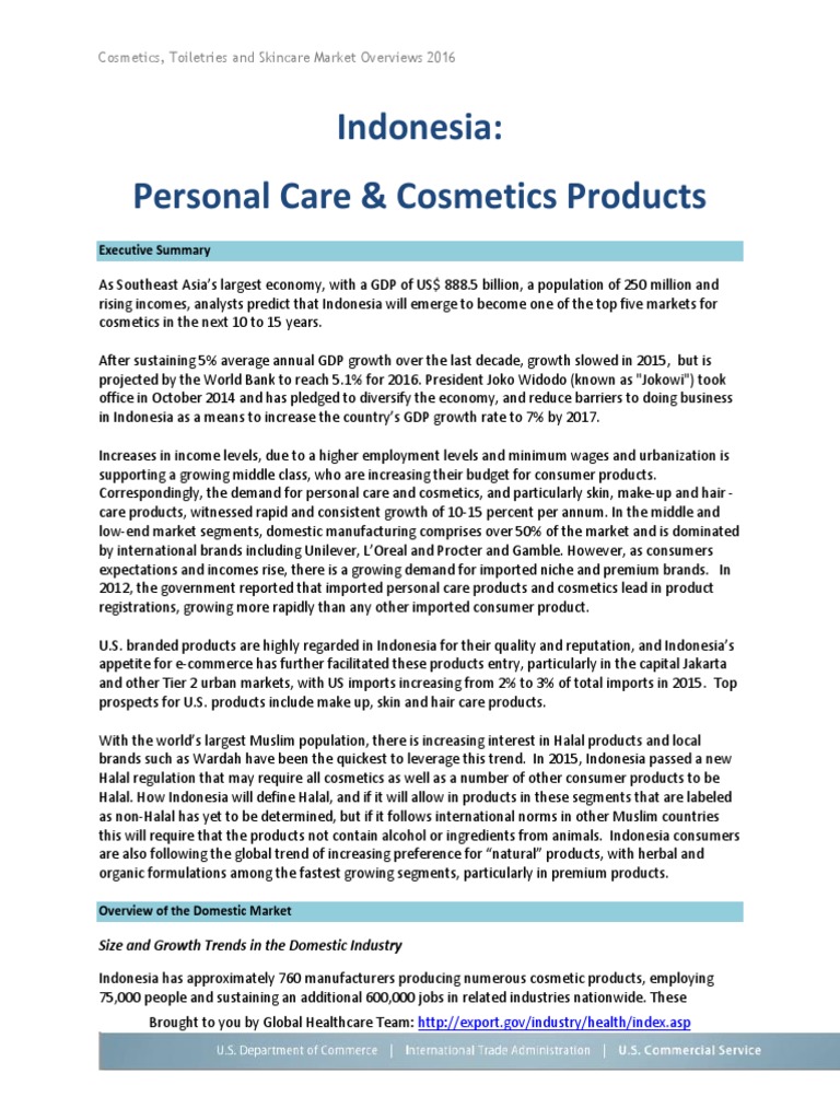 Indonesia Personal Care And Cosmetics Country Guide Final Pdf