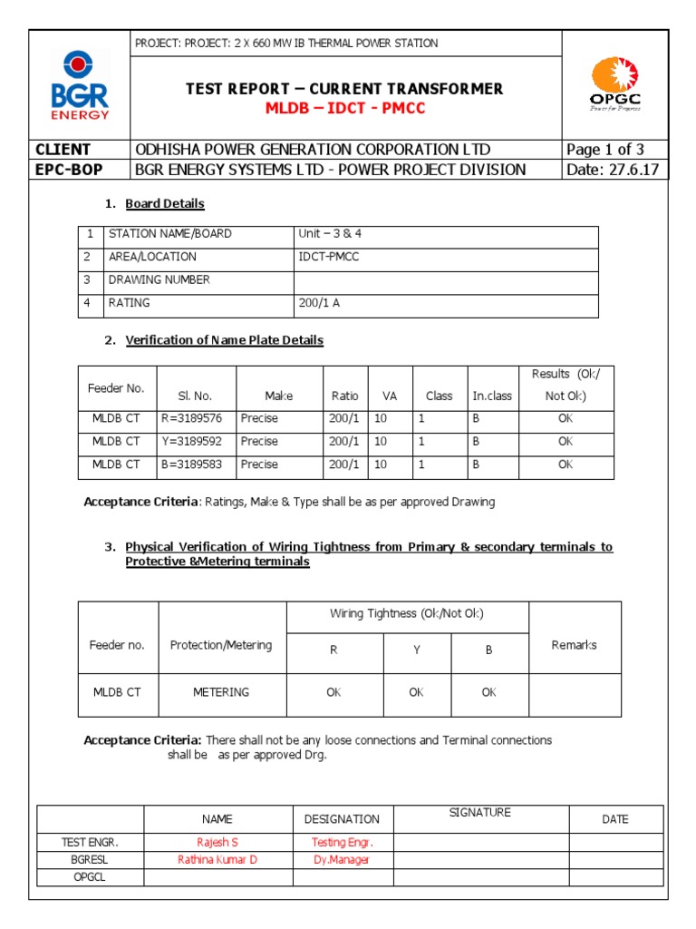 9.MLDB CT | PDF | Physical Quantities | Electrical Equipment