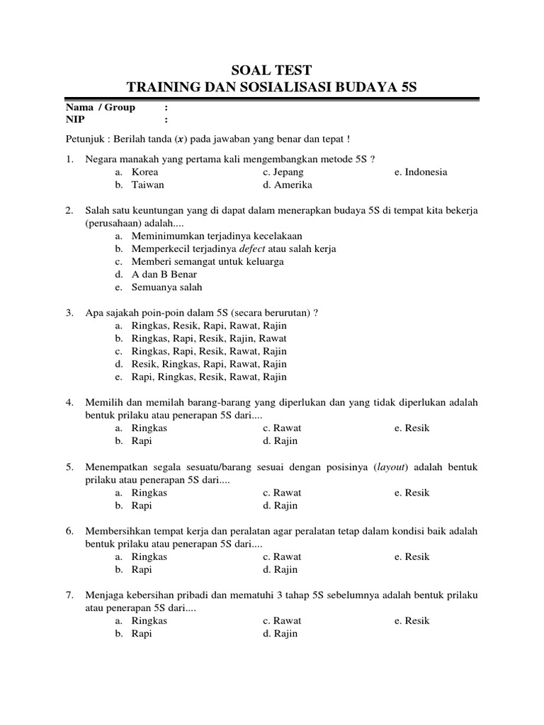 Soal Pre and Post Test | PDF