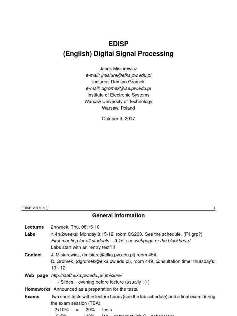 Edisp (English) Digital Signal Processing | PDF | Digital Signal Processing | Sampling (Signal ...
